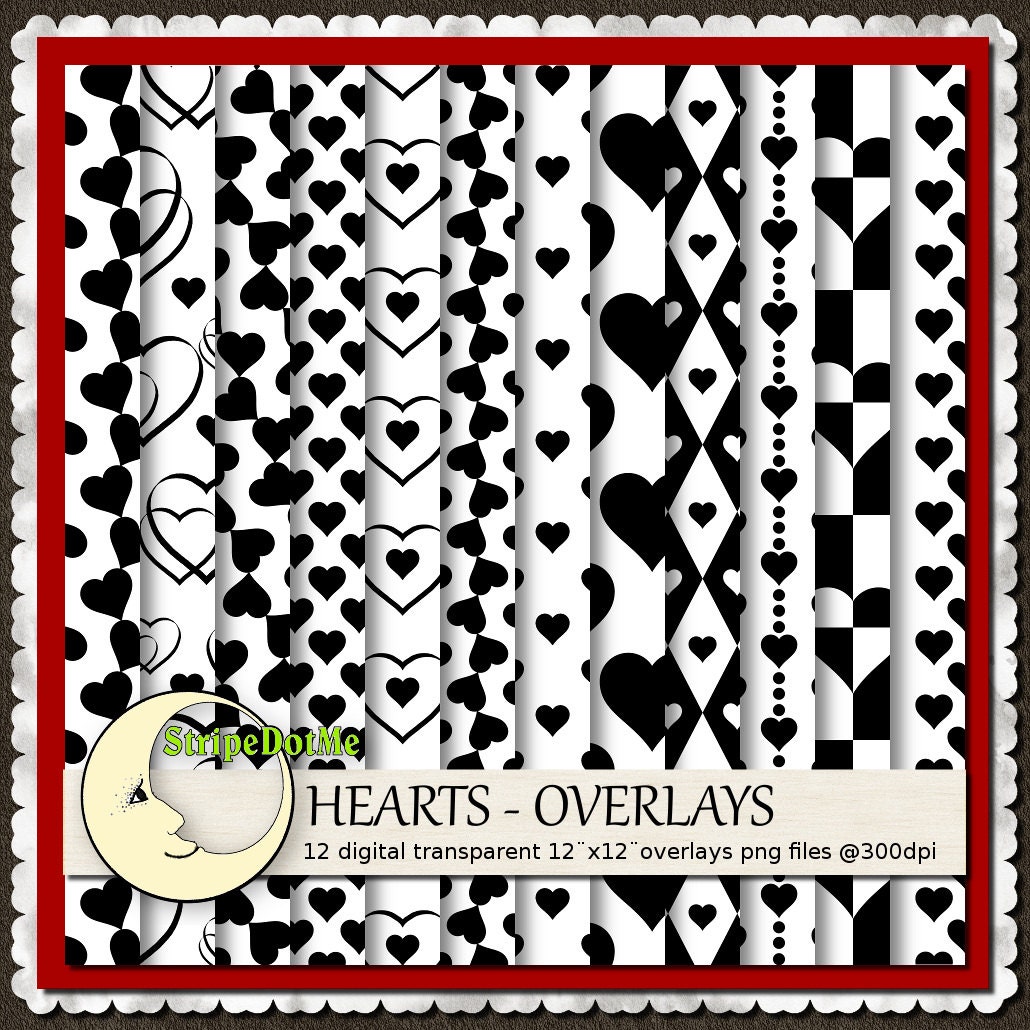 Hearts Overlays Transparent Valentine Love Background – Instant ...