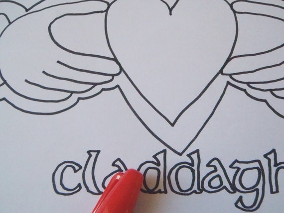 claddagh coloring valentines day card love gift engagement