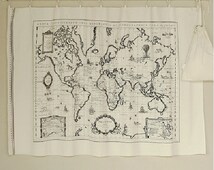 Unique linen world map related items | Etsy