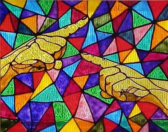 American Sign Language Hand Painted Stained Glass Painting
