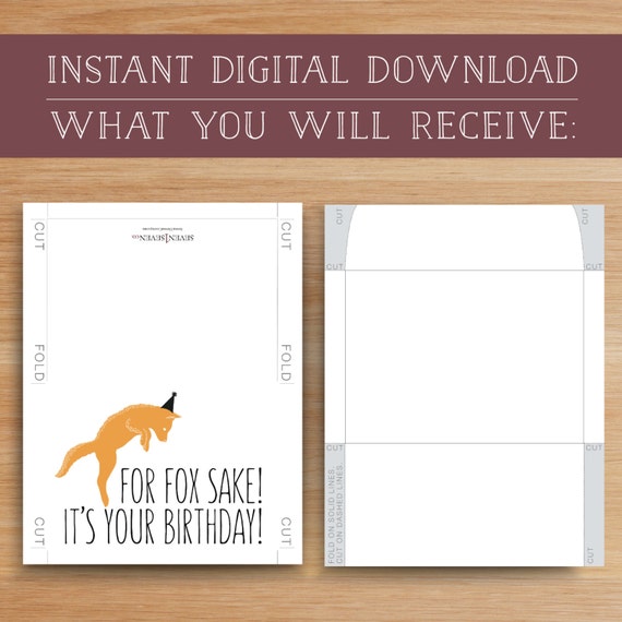 For Fox Sake It's Your Birthday PRINTABLE Greeting Card