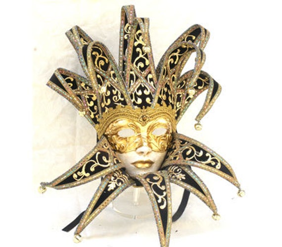 Jester Mask with Collar Full Face Venetian by AtelierMaregaMask