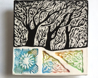 Sgraffito tile | Etsy