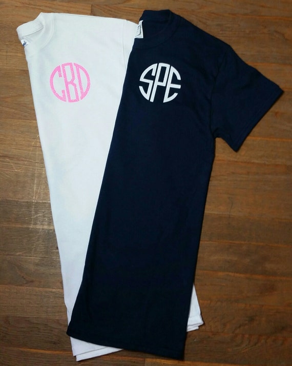Monogram Tee Simple Monogram Tee HTV Monogram T-shirt-Circle