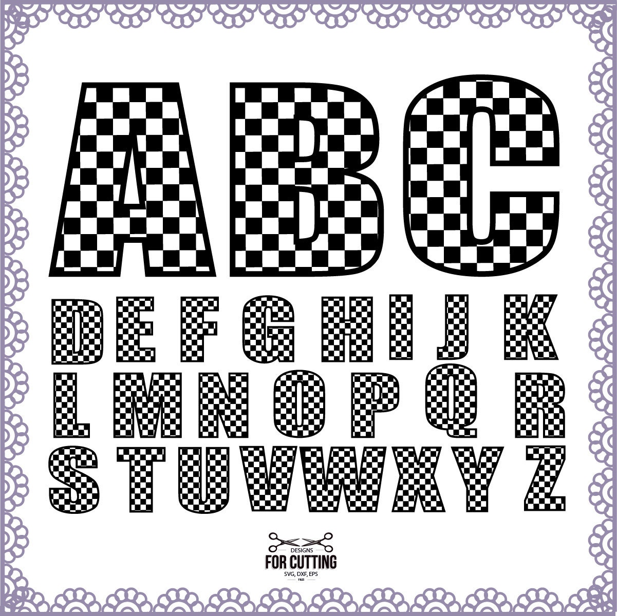 Checkered Alphabet Cut Files Svg Eps Dxf. for use with