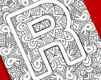 Alphabet Adult Coloring Pages Instant Download Letter P
