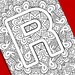 Alphabet Adult Coloring Pages Instant Download Letter R