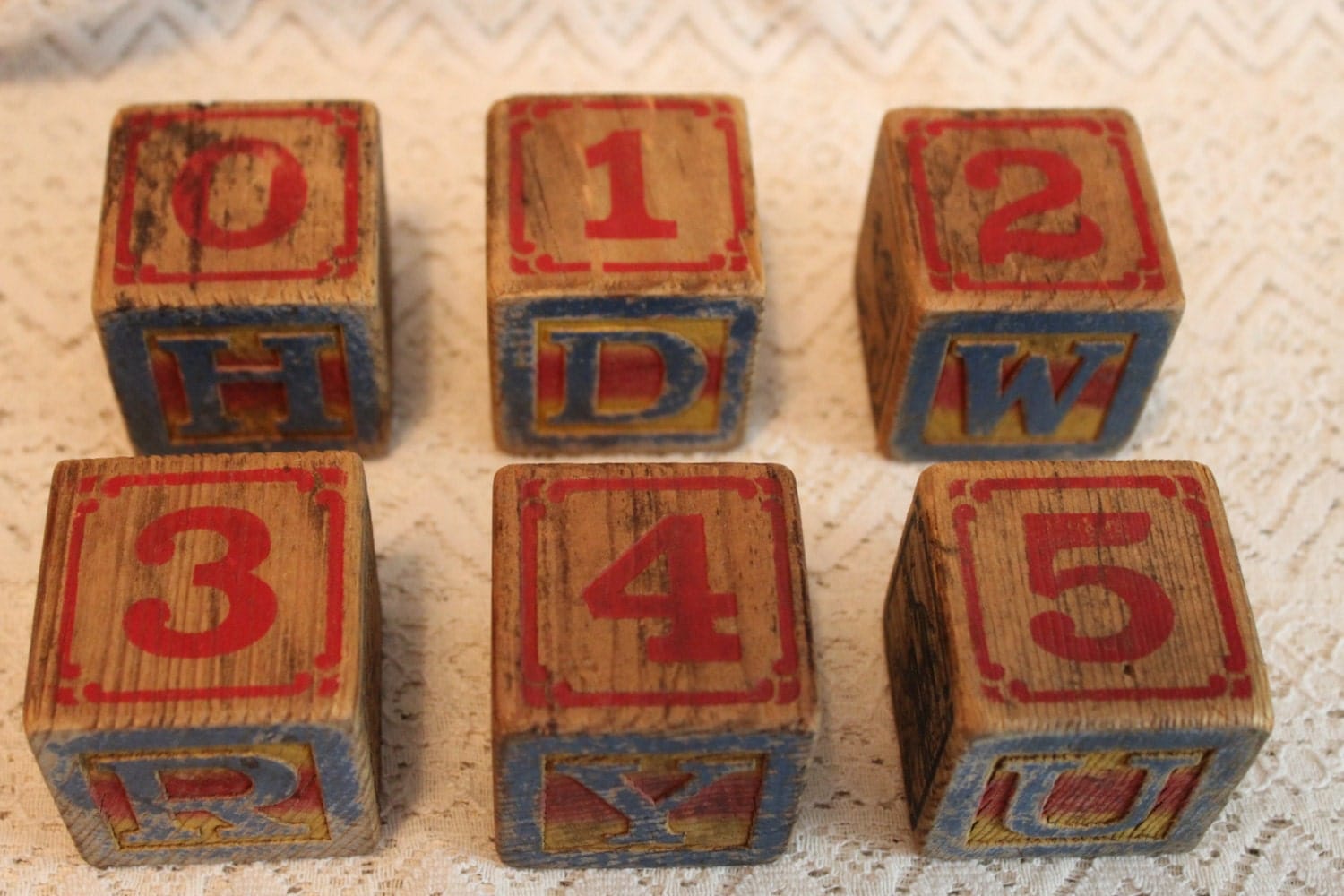 Vintage Building Blocks Wood Toy Wood Blocks 6 Large Blocks