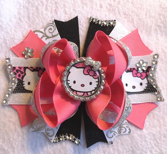 Hello Kitty Hair Bow/Hello Kitty Inspired by GirlyCurlBowtique