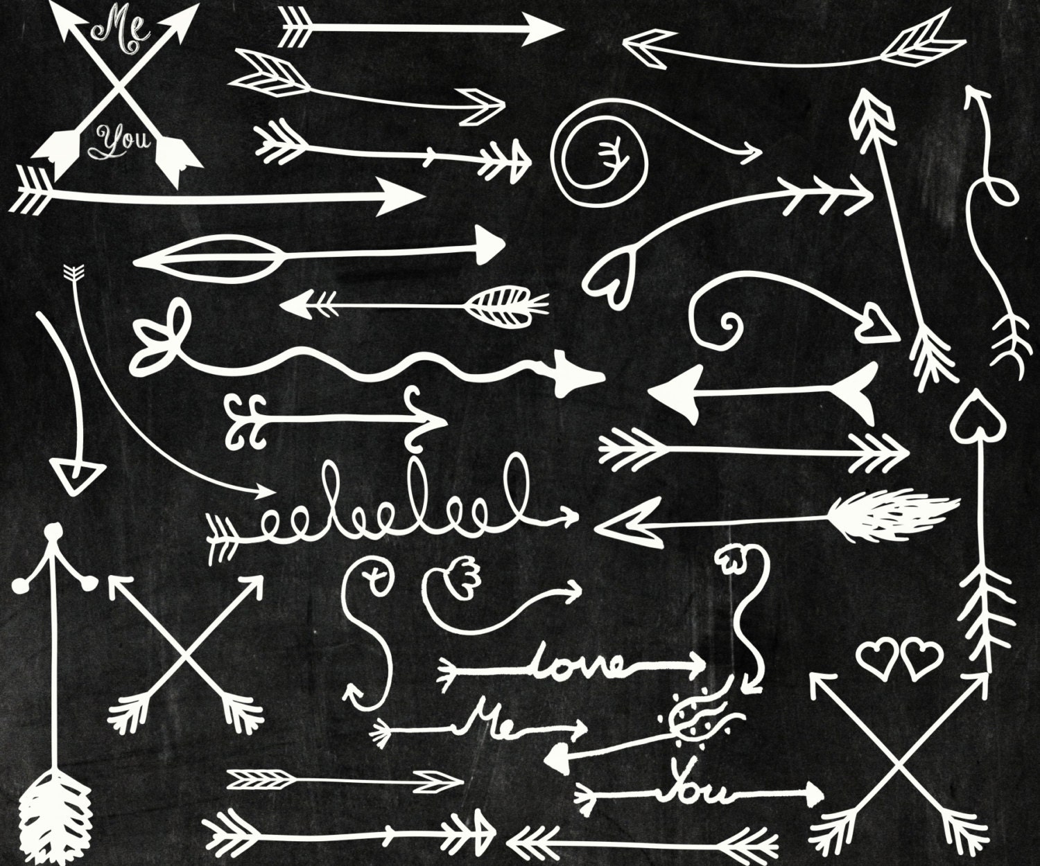Chalk tribal arrows clip art: CHALKBOARD ARROWS