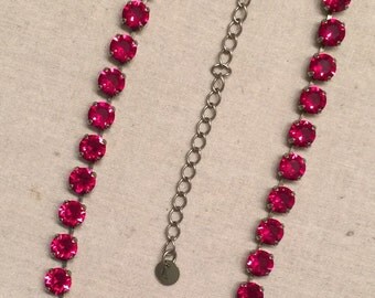 Items similar to Red Gold Necklace, Siam Necklace, Red Crystal Drop ...