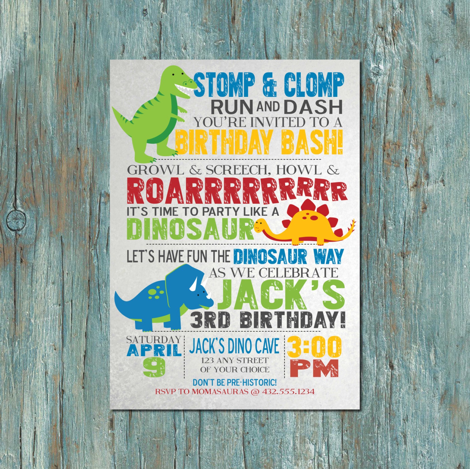 Dinosaur Birthday Party Invitation