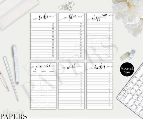A set of ESSENTIAL LISTS for your personal by ElenasPapers on Etsy