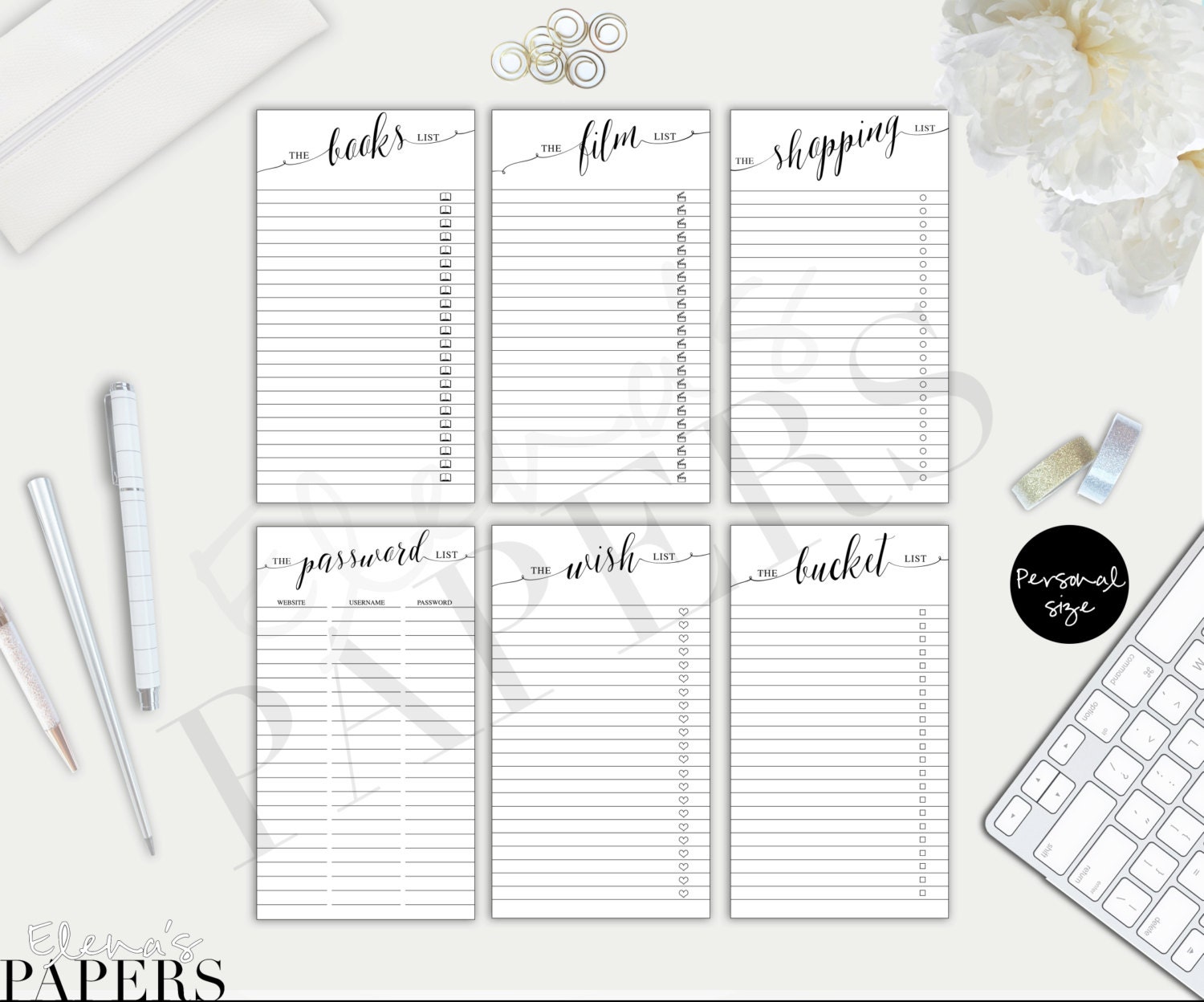 A set of ESSENTIAL LISTS for your personal by ElenasPapers on Etsy