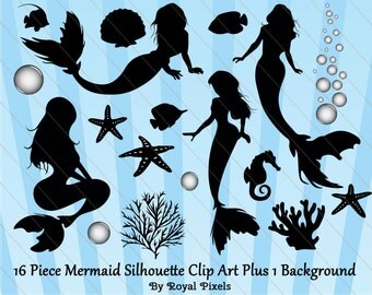 Mermaids clipart set | Etsy