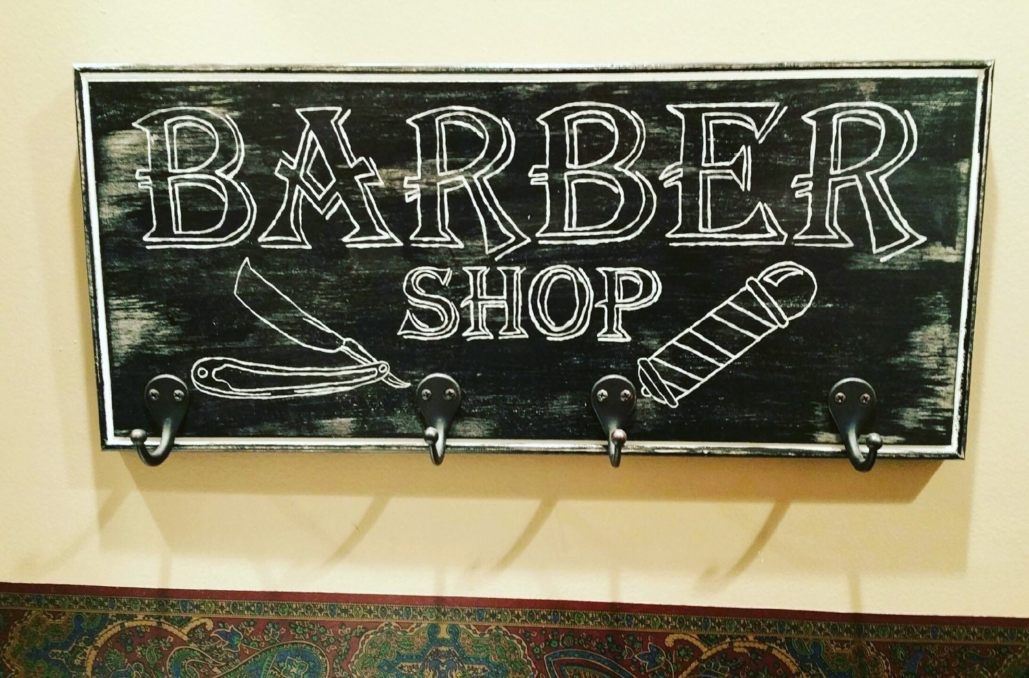 Rustic Barber Shop Sign Custom Made Handpainted Distressed