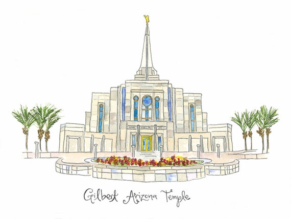 Gilbert Arizona Temple-Watercolor