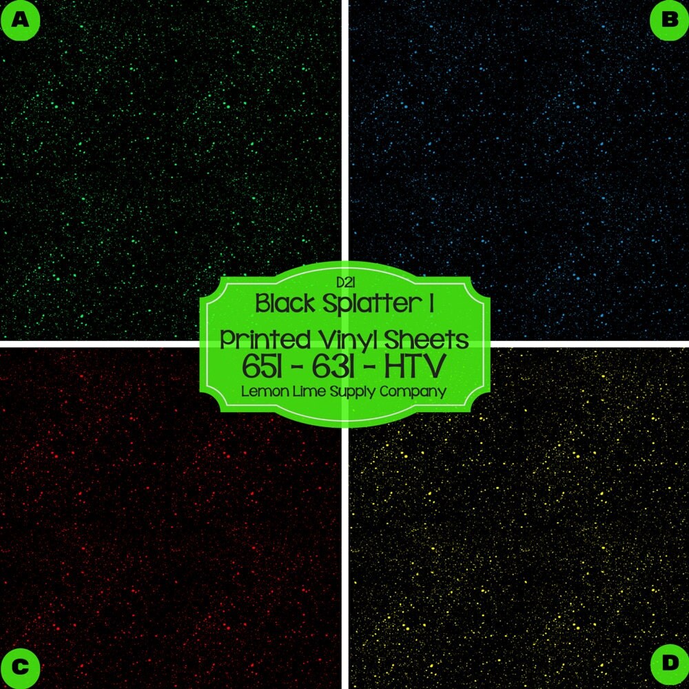 Ink Splatter Vinyl Black/Printed Heat by LemonLimeSupplyCo on Etsy