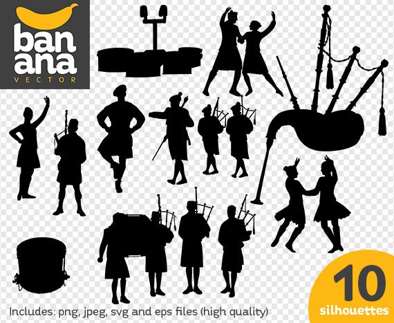 SALE Highland Dance Silhouettes png jpg svg eps files high