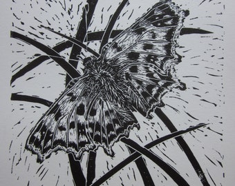 Butterfly linocut | Etsy