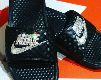 Bling nike slides | Etsy