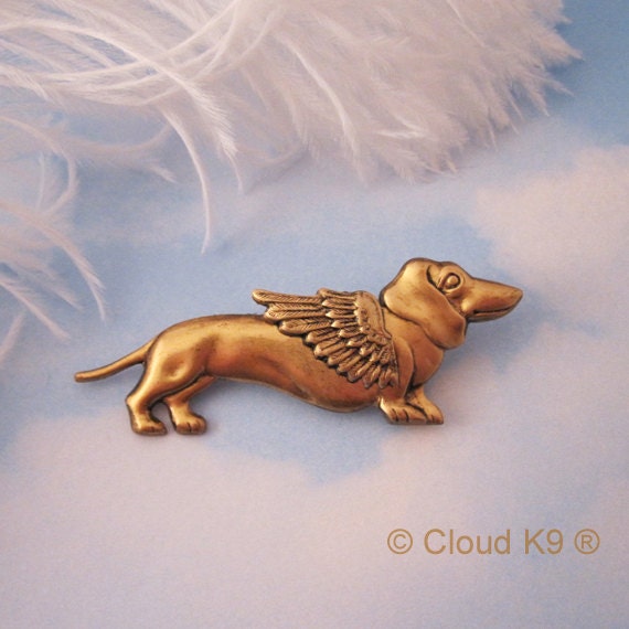 Dachshund Guardian ANGEL DOG PIN. Dachshund Jewelry Gift for