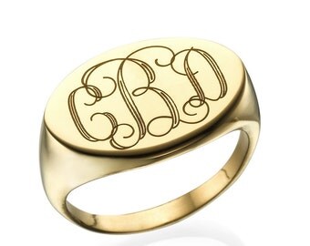Monogram signet ring | Etsy