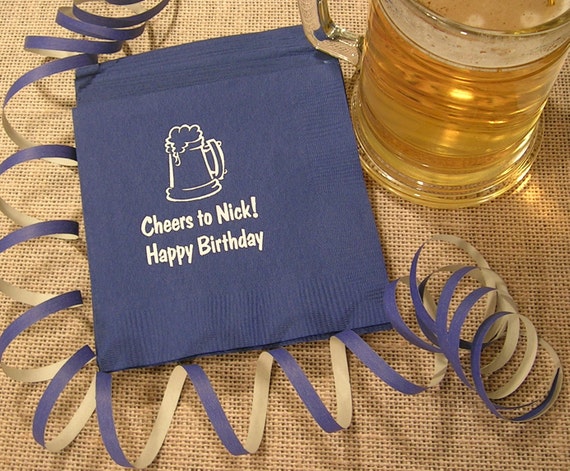 Beer Birthday napkins mens birthday napkins wine napkins Set
