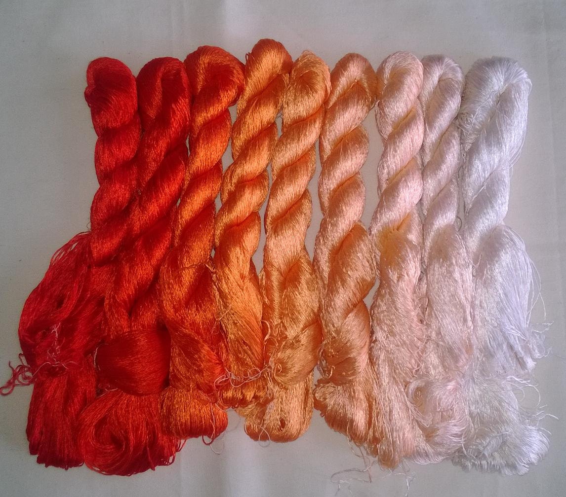 9 skeins Chinese natural mulberry silk embroidery threads