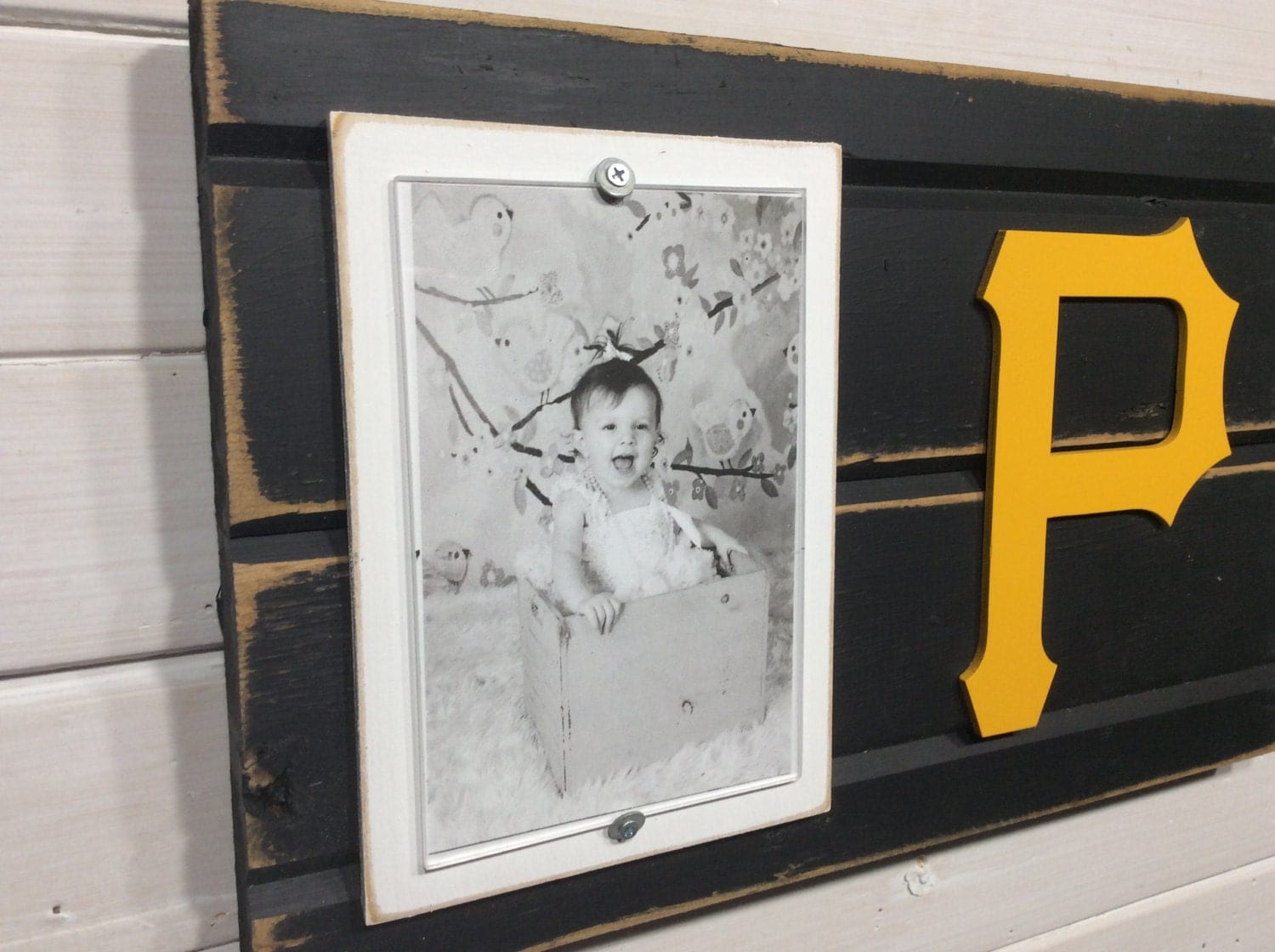Pittsburgh Pirates picture frame holds 4x6 photo by KDCobbleShop