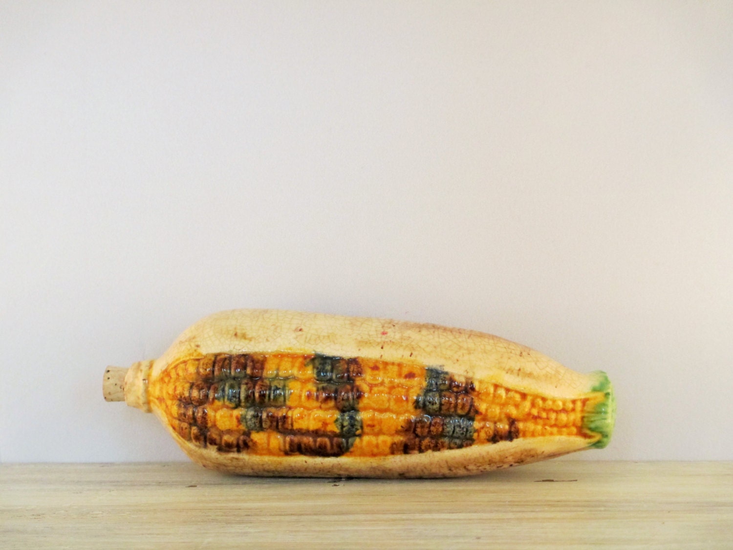 Rare Antique Majolica Ear of Corn Flask