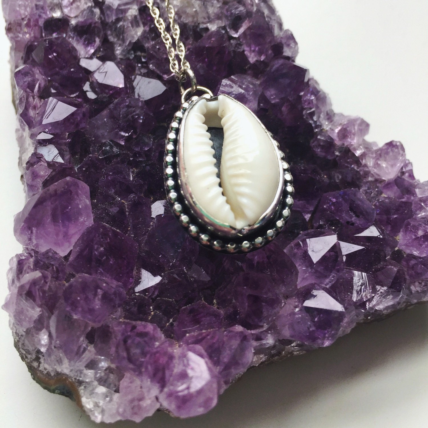 Mini Cowrie Shell Necklace Sterling Silver Necklace