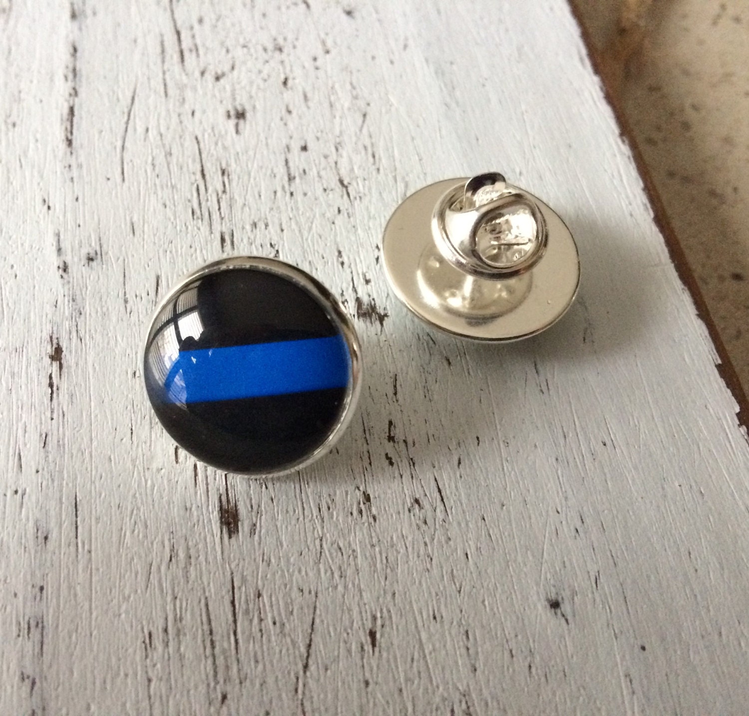 Thin Blue Line TIE TACK / Police Officer Lapel Pin / Gift for