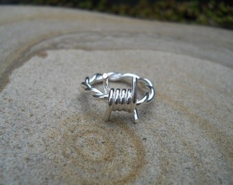 Sterling silver barbed wire ring