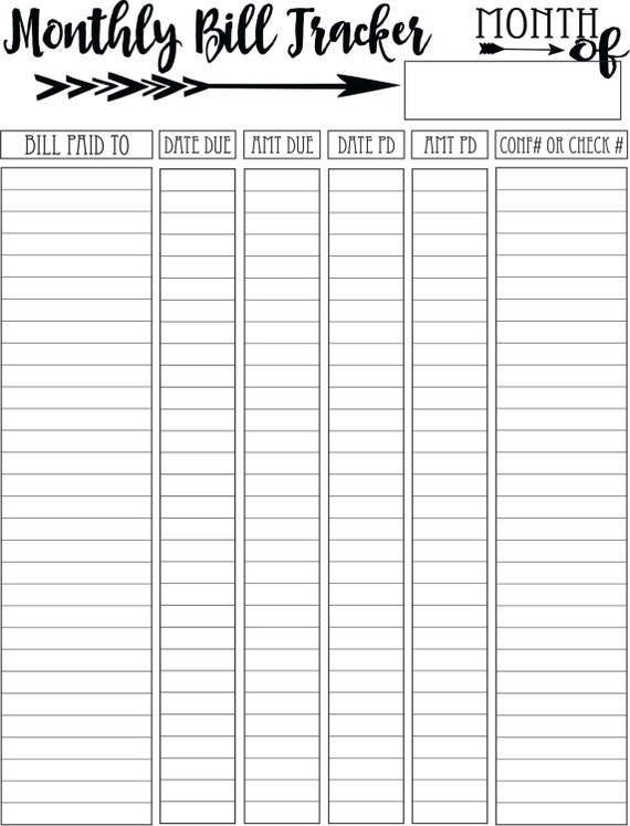 Items Similar To Monthly Bill Tracker PDF On Etsy