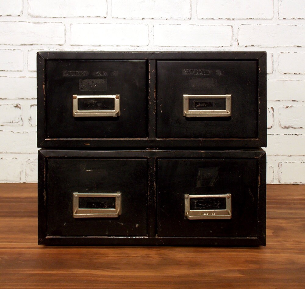 Mid Century Metal File Drawer Card Catalog Storage Box Steelmaster ...