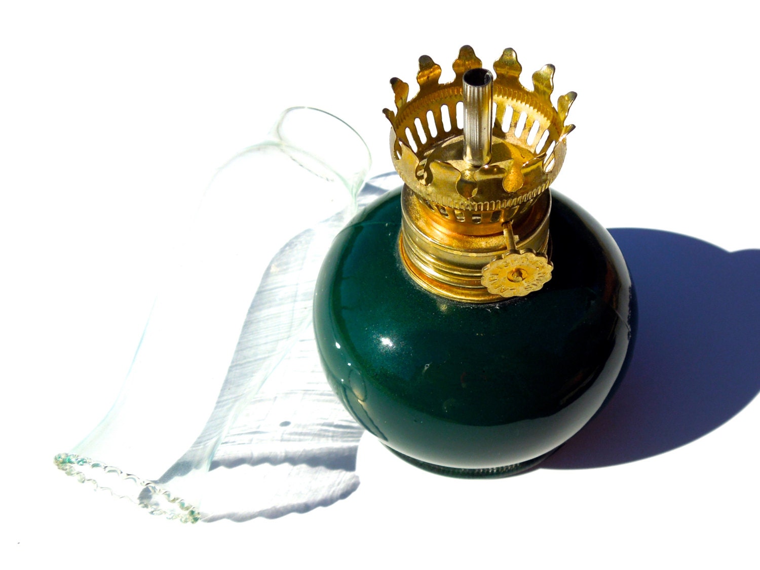 VINTAGE: Italian Mini Oil Lamp – Green Base Lamp – Made in Italy ...