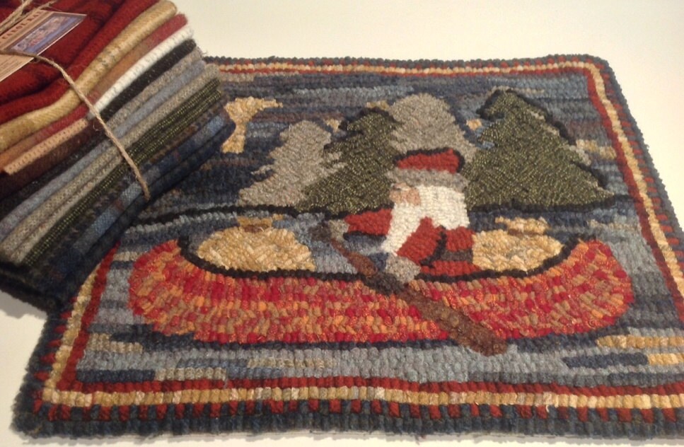 Rug Hooking Pattern Northwoods Santa 14 x by PrimitivesByCarolRae
