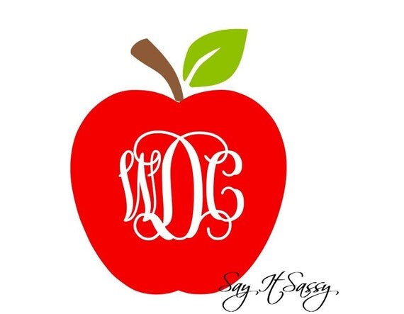 Apple Monogram Decal Apple Vinyl Monogram Decal Laptop