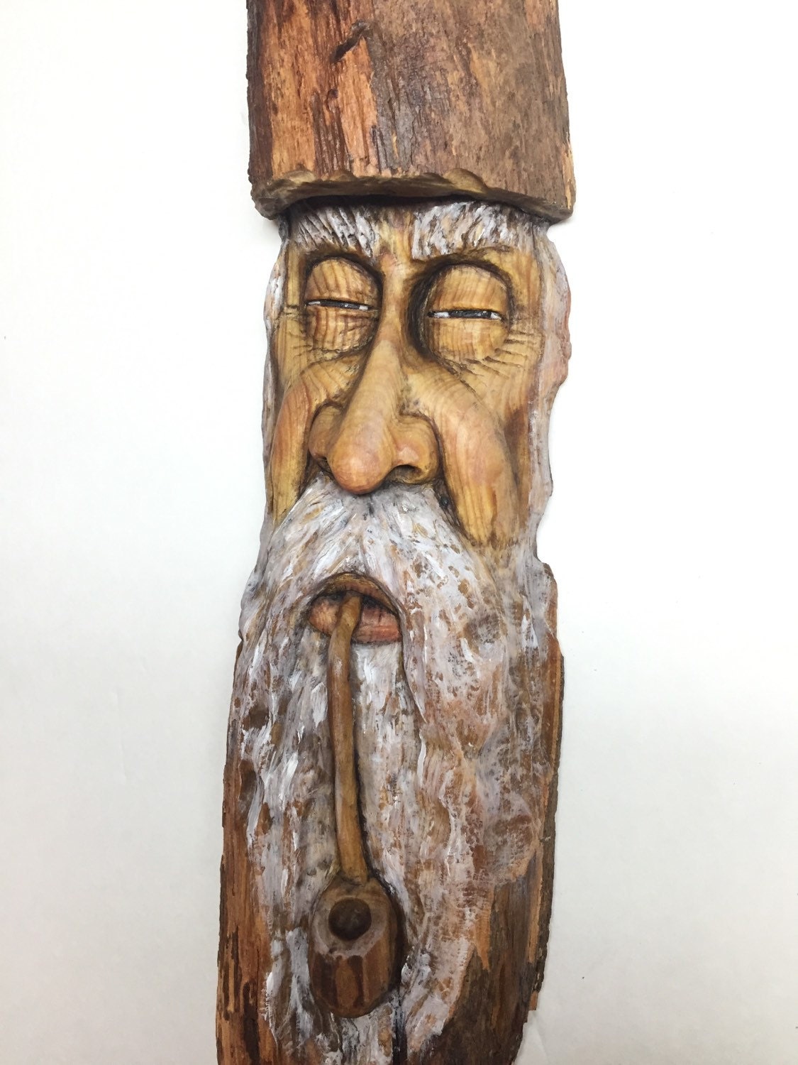 Wizard Wood Spirit Wood Carving Old Man Hand by JoshCarteArt