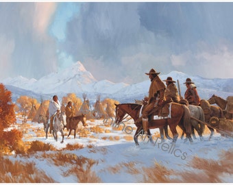 Old West Cowboy Fine Art Horse Stable at the by GannlineArtRelics