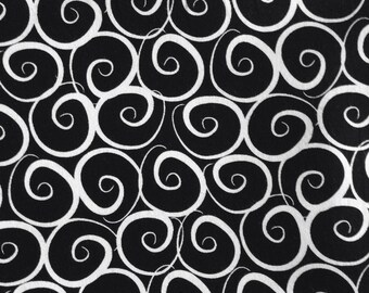 Black swirl fabric | Etsy