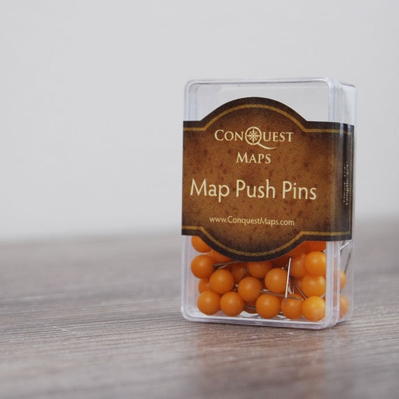 Map Push Pins: Soft Orange Matte Finish by ConquestMaps on Etsy