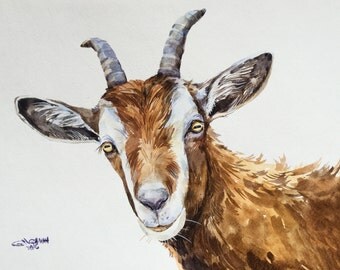 Goat watercolor | Etsy