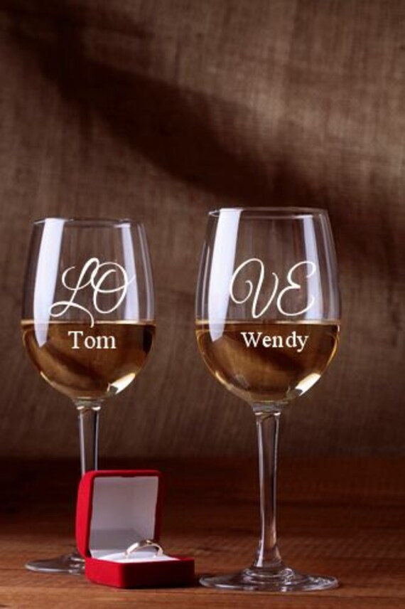 Set Of Personalized Etched Wine Glasses Custom By Theelitebride