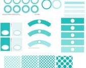 Items similar to Editable Printable Aqua Blue Polka Dots Party Decor ...