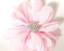 ON SALE Light pink daisy chiffon flower with star rhinestone center ...