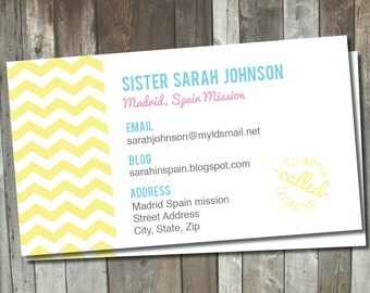 LDS Sister Missionary Address Cards Business Size Address