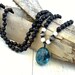 Blue Quartz Mala Necklace Quartz Mala Beads Wood Mala