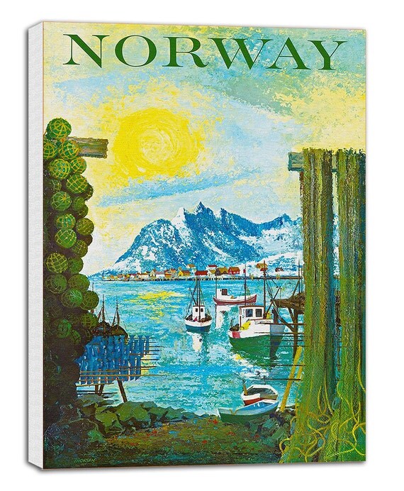 Norway Print Travel Poster Vintage Norwegian Art Canvas Decor